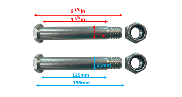 Mini Excavator Hex Pins (25mm/1") Set of 2